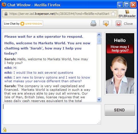 Markets World Binary Options Live Chat Rep Asked 5 Questions