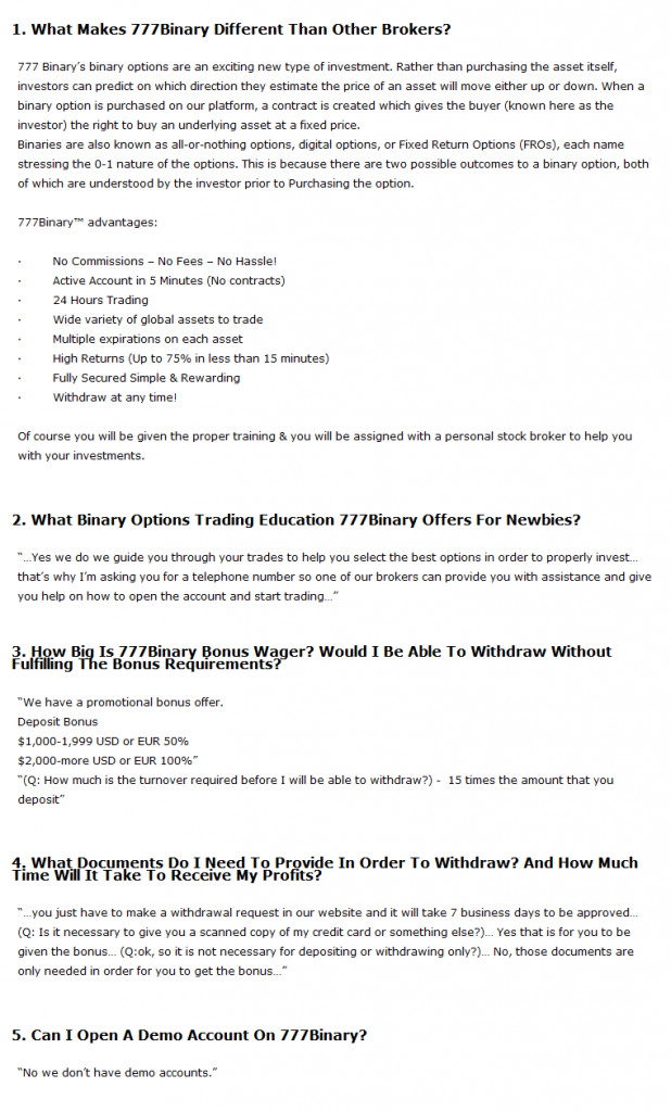 My Overall Impression on 777Binary – Awful Support on Live Chat